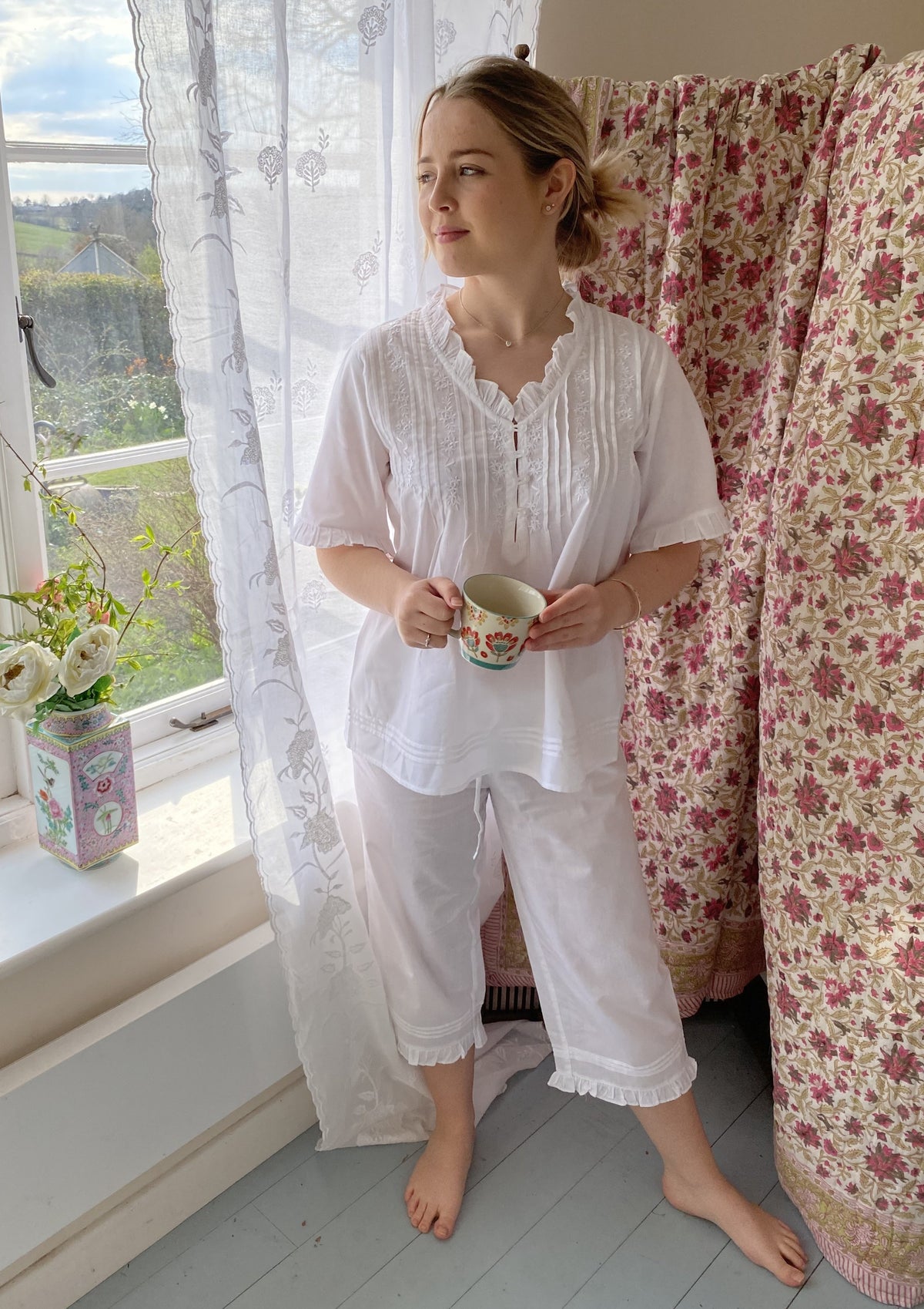Antonia short sleeved pyjamas – English Rose Linens