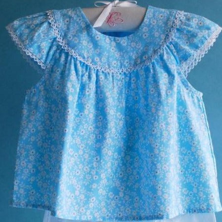 Blue Daisy Baby Top – English Rose Linens